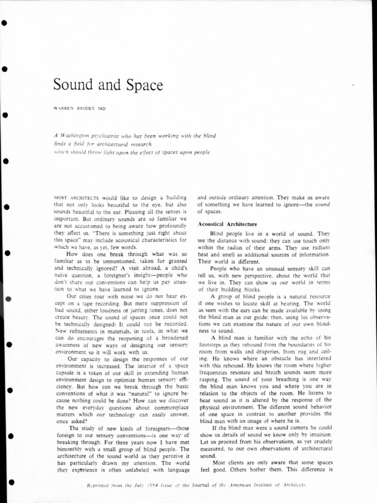 Warren Brodey Sound and Space 1964 | PDF