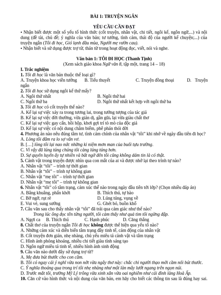 Bài 1 - Đọc Hiểu VB | PDF