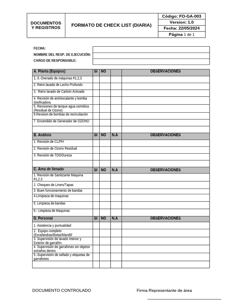 Check List Producción | PDF