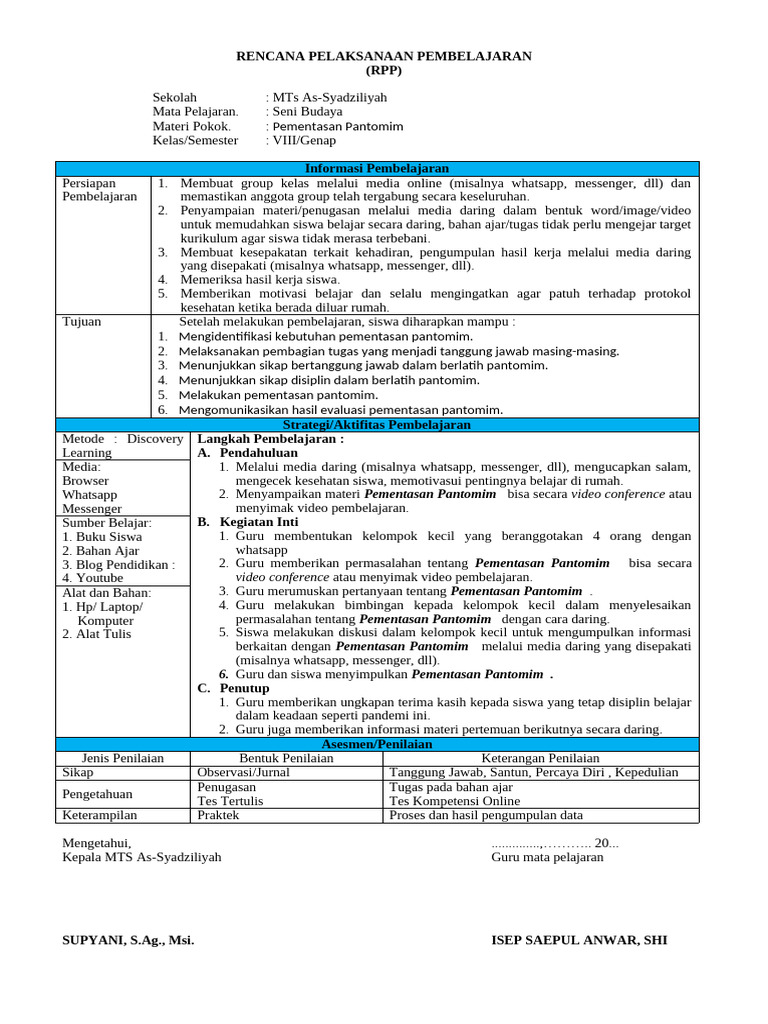 8 RPP Daring SBD Kls 8 Sem. 2 | PDF