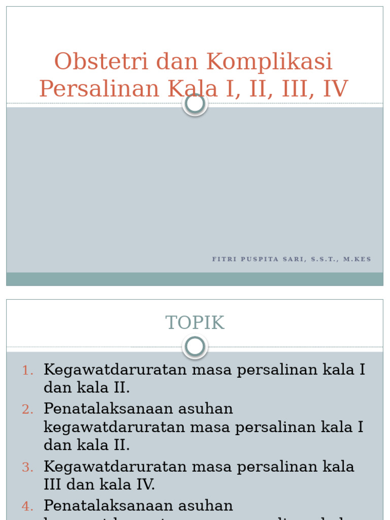 Pertemuan 4 - Obstetri Dan Komplikasi Persalinan | PDF