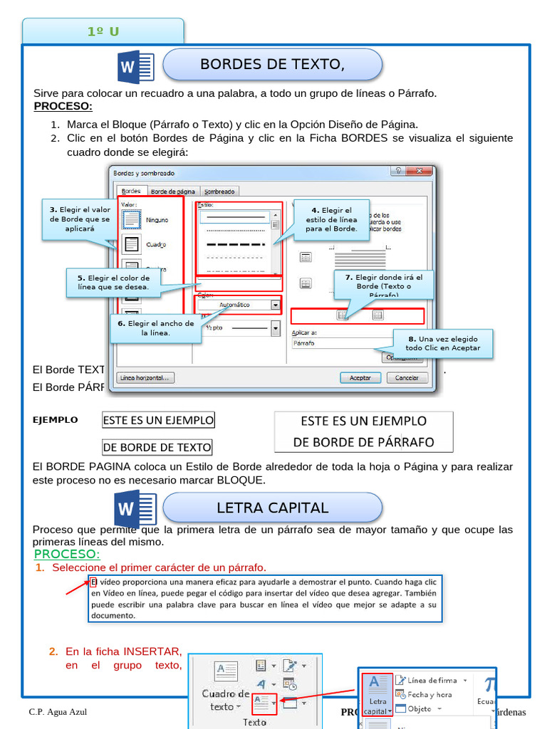 CLASE 03 - Bordes de Texto y Parrafo | PDF | Diseño gráfico | Informática