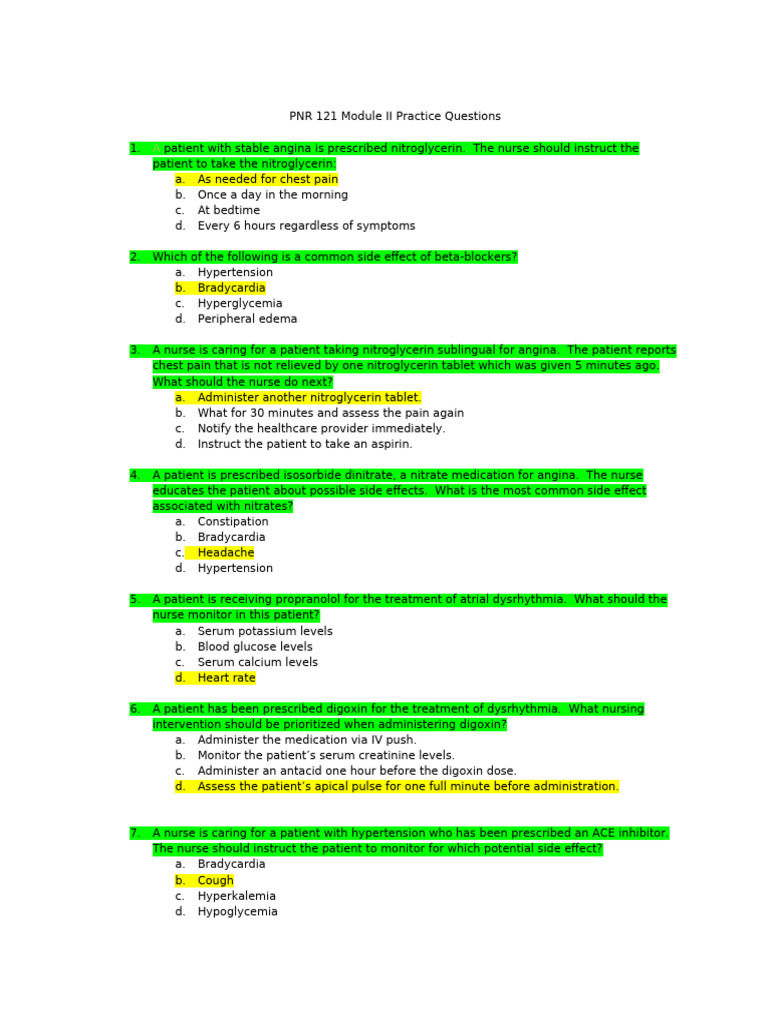 PNR 121 Module II Practice Questions | PDF