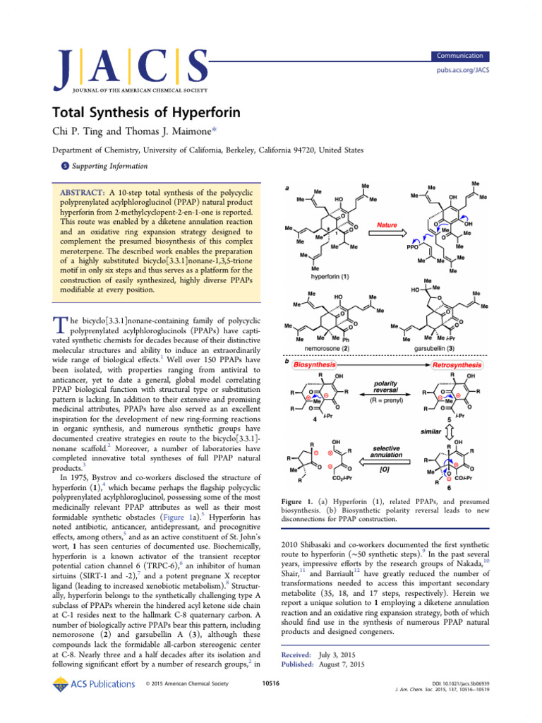 Total Synthesis of Hyperforin | PDF
