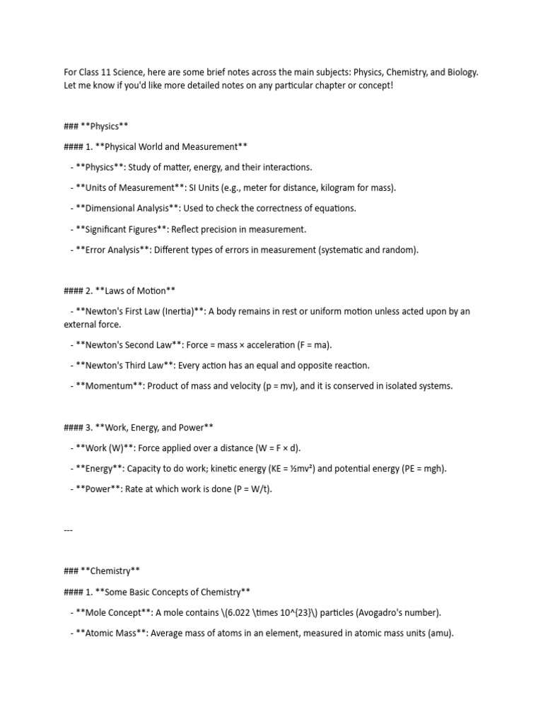 For Class 11 Science | PDF