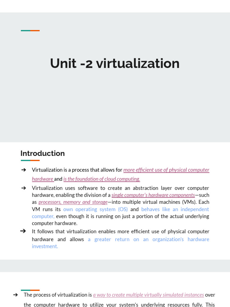 Unit - 2 Virtualization and Its Componets | PDF