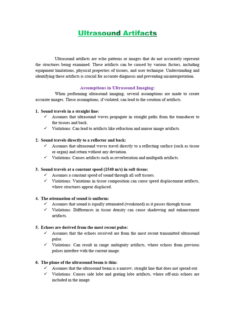Ultrasound Artifacts | PDF
