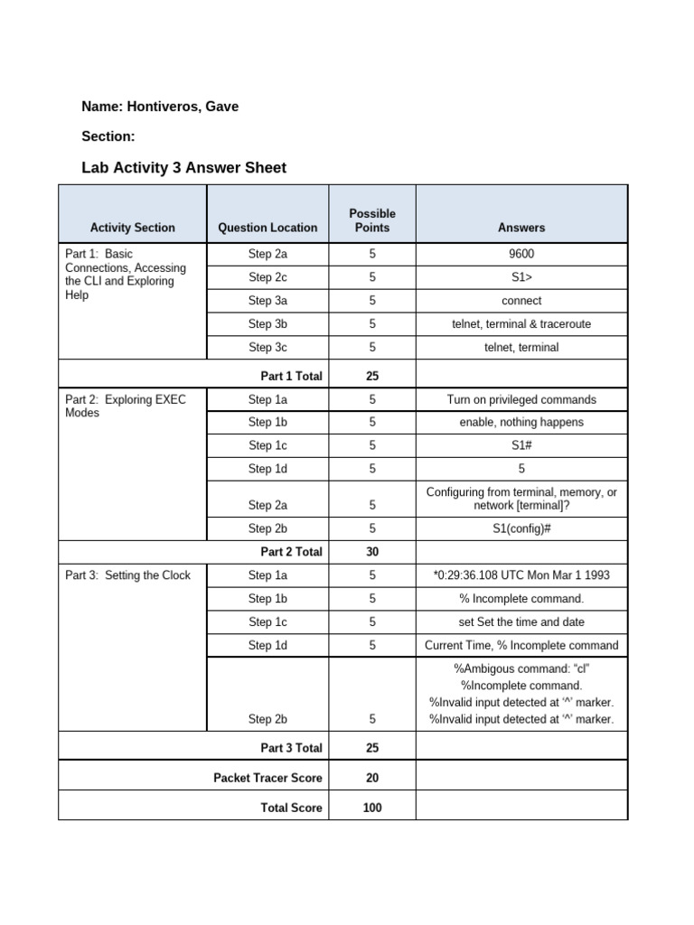 Hontiveros - Lab Activity 3 Answer Sheet | PDF | Computers