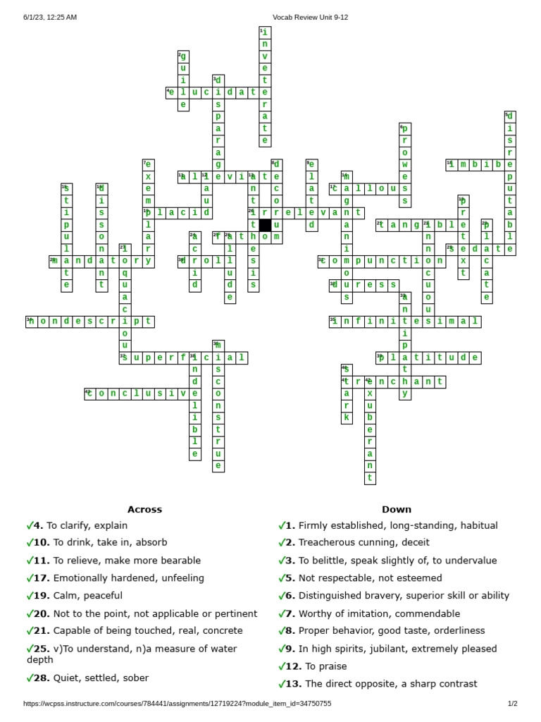 Unit 9-12 Review Crossword (5_30) | PDF