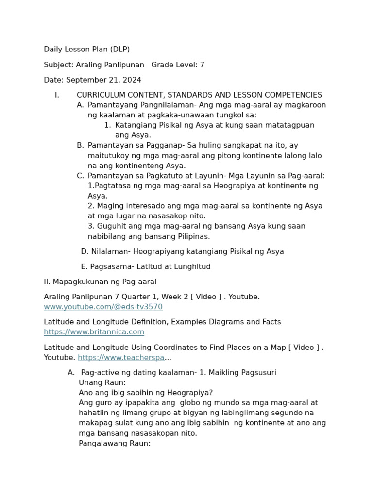 DLP Matatag Curr. | PDF | Navigation | Cartography