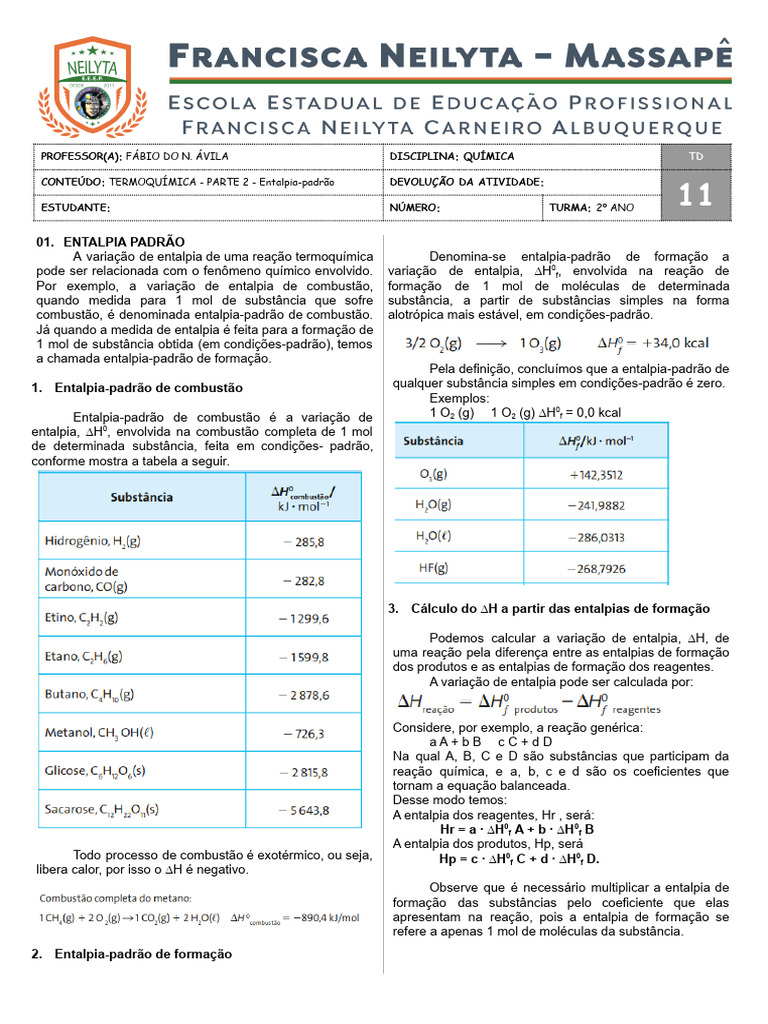 TD11 - Química - 2º Ano | PDF