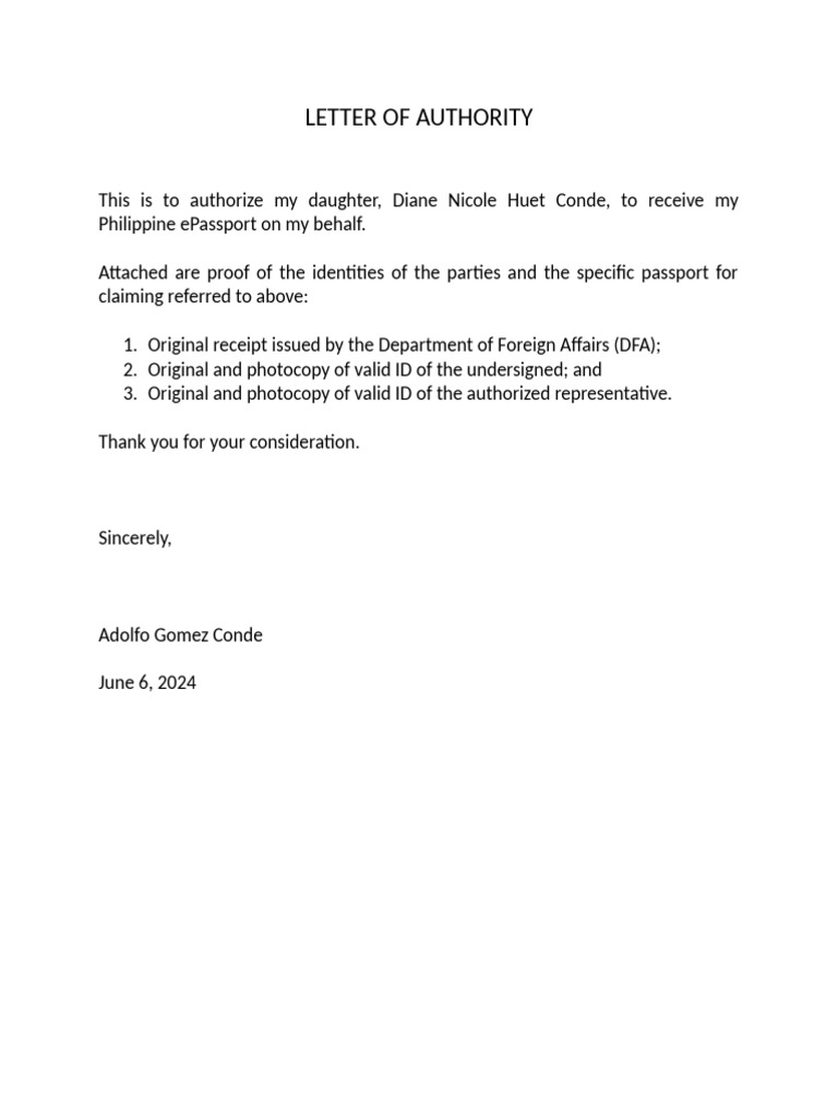 Letter of Authority | PDF | Law