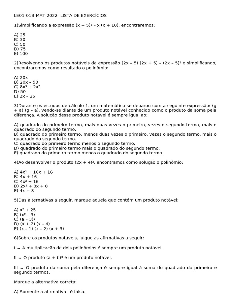 Le01 01B Mat 2022 | PDF