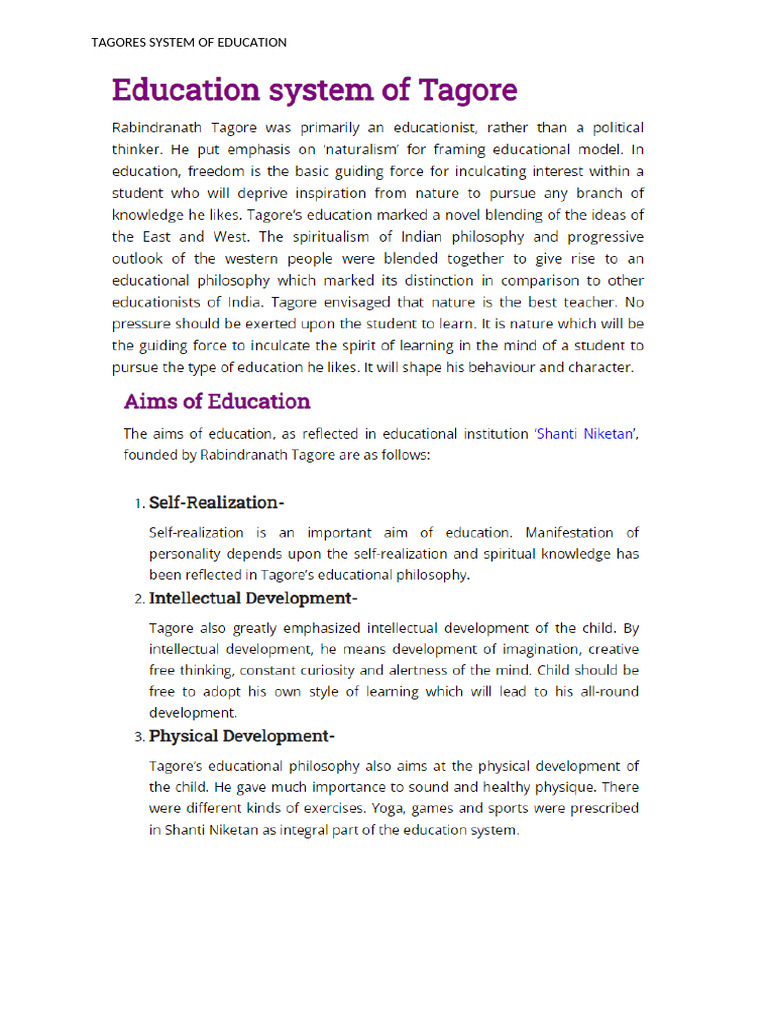 Tagores System of Education | PDF