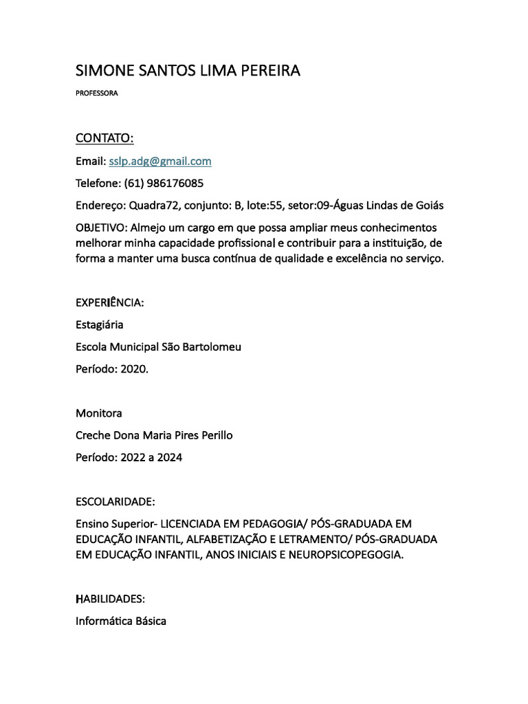 Curriculo Simone | PDF