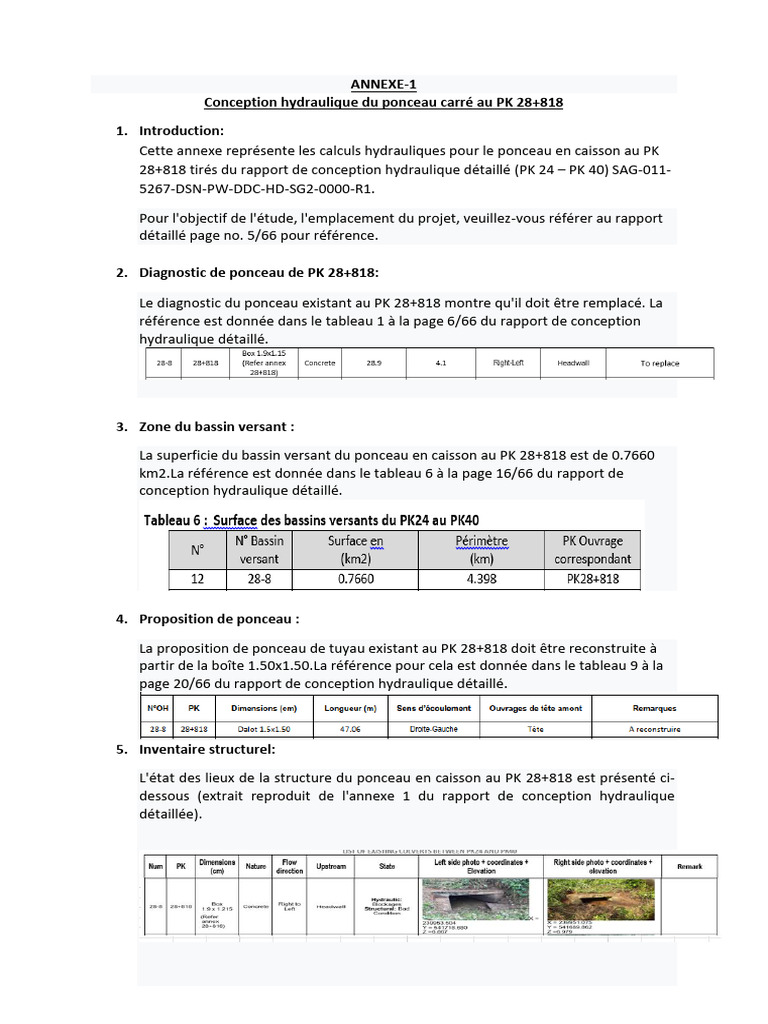 Annex-1 Hydraulic Calculations-PK 28+818 - FR | PDF | Home & Garden | Technology & Engineering