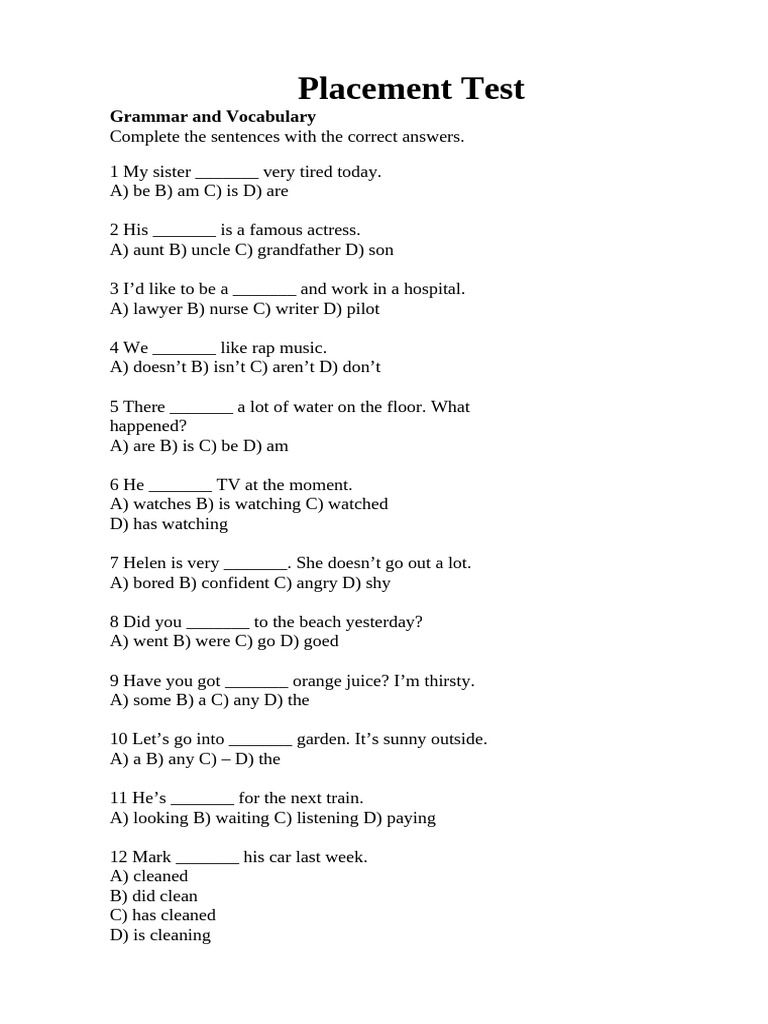Placement Test | PDF