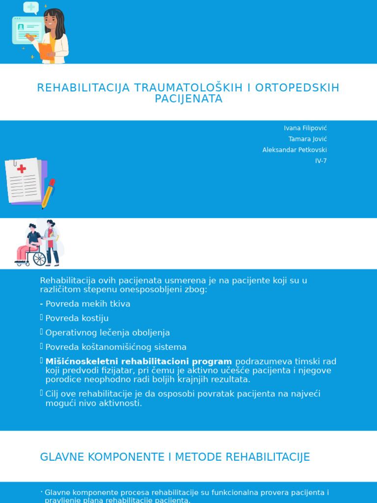 Rehabilitacija Traumatoloških I Ortopedskih Pacijenata | PDF