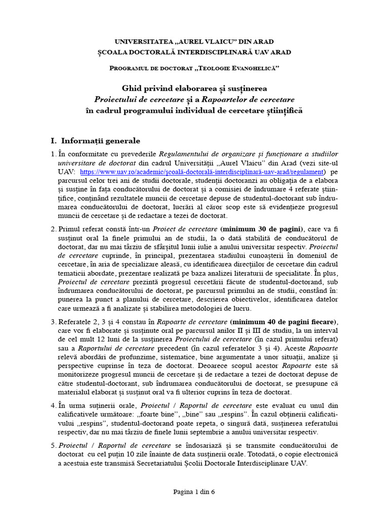 Ghid Elaborare Proiect Și Rapoarte de Cercetare 2 | PDF