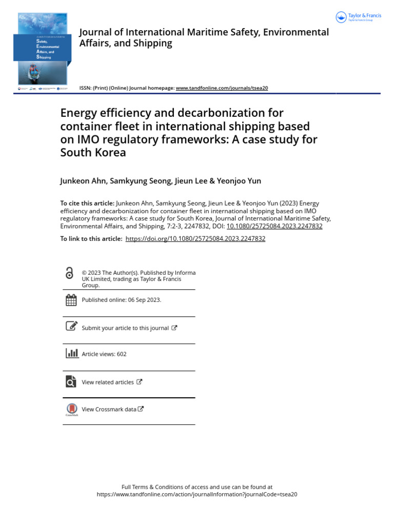 Energy Efficiency and Decarbonization For Container Fleet in ...