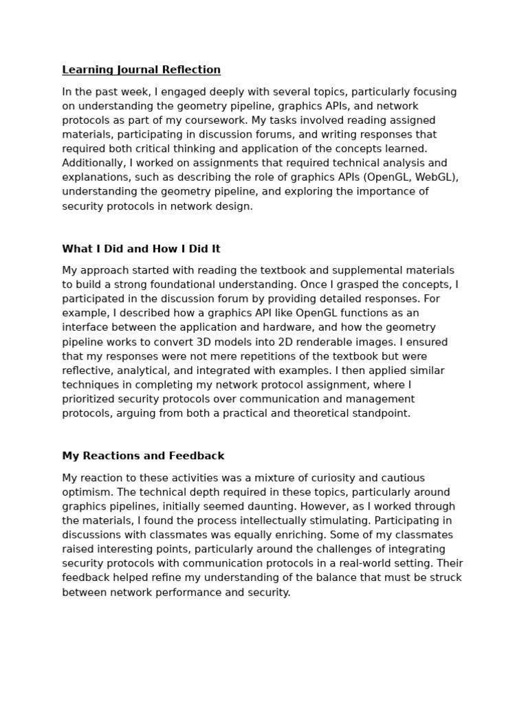 Learning Journal | PDF | Learning | Graphics