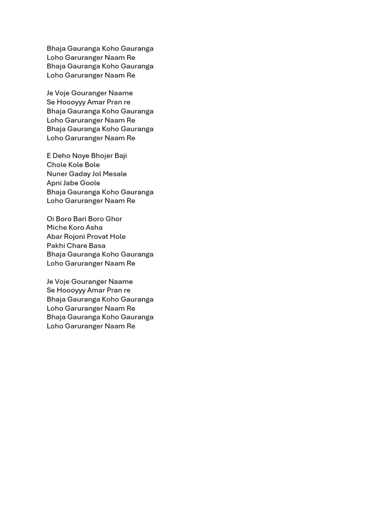 Bhaja Gauranga Koho Gauranga-Lyrics2 | PDF
