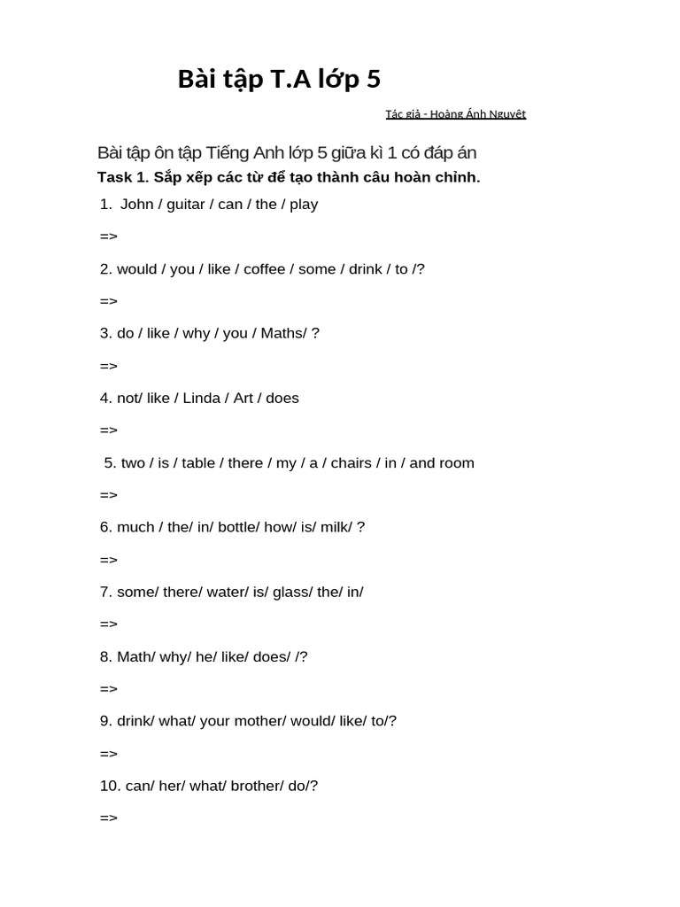 BT Ôn T.A Trên M NG | PDF