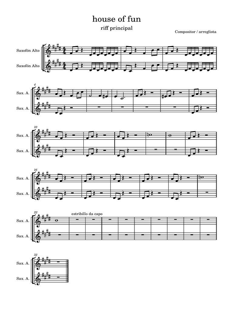 House of Fun Riff Alto | PDF
