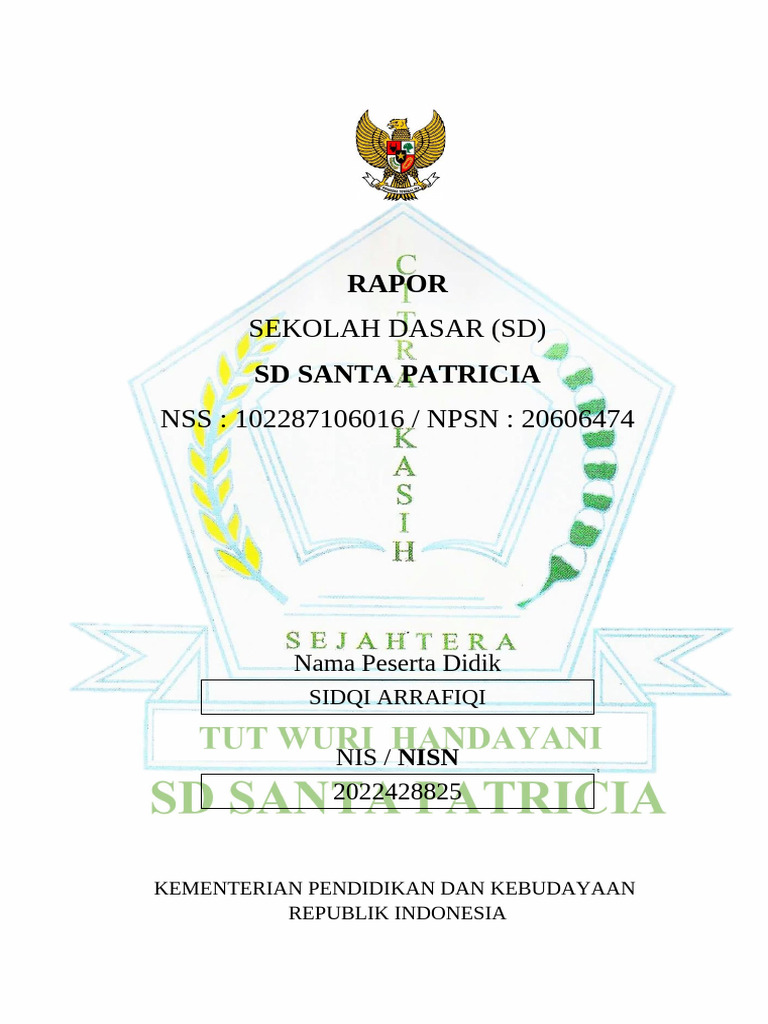 Cover Rapor SD Santa Patricia | PDF