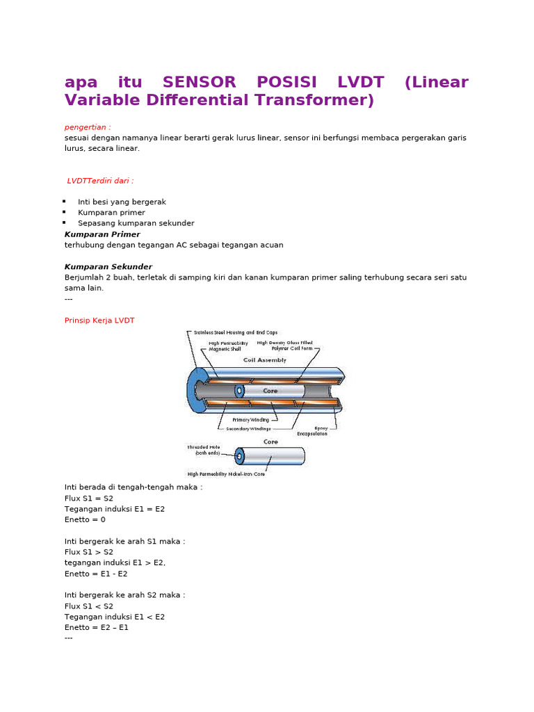 Apa Itu SENSOR POSISI LVDT | PDF