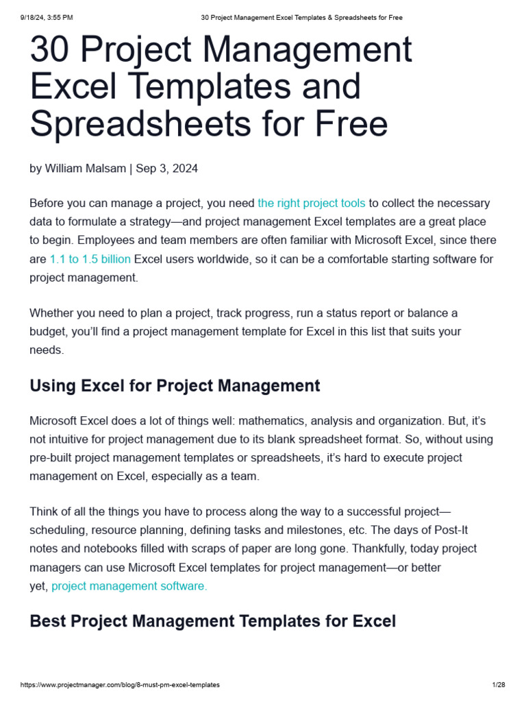 30 Project Management Excel Templates & Spreadsheets For Free | PDF