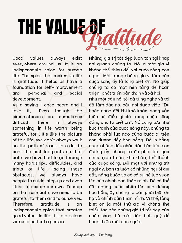 #1_ the Value of Gratitude | PDF