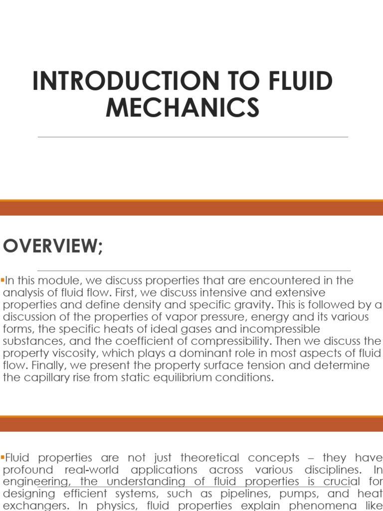 FLUID MECHANICS PROPERTIES OF FLUIDS Chapter 1 | PDF | Viscosity | Shear Stress