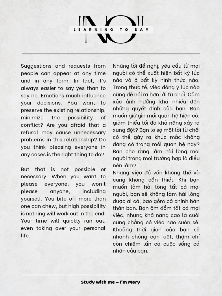 #4 - Learning To Say NO | PDF