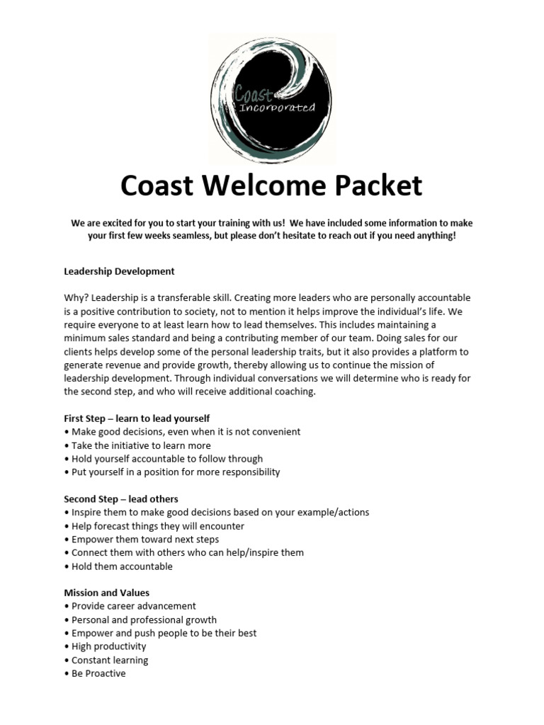 Welcome Packet | PDF