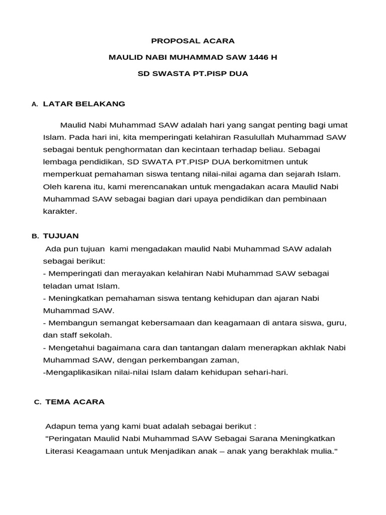 Proposal Acara Maulid SD | PDF