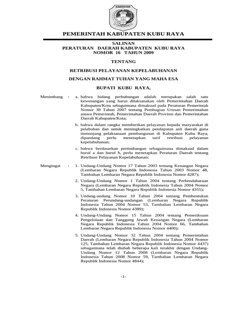 Retribusi Pelayanan Kepelabuhanan | PDF