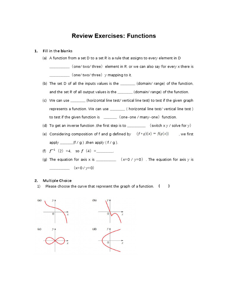 Review Exercises Ch2 | PDF