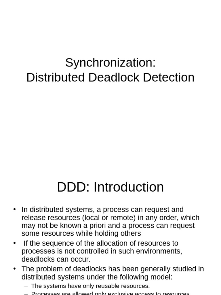 Synchronization: Distributed Deadlock Detection | PDF
