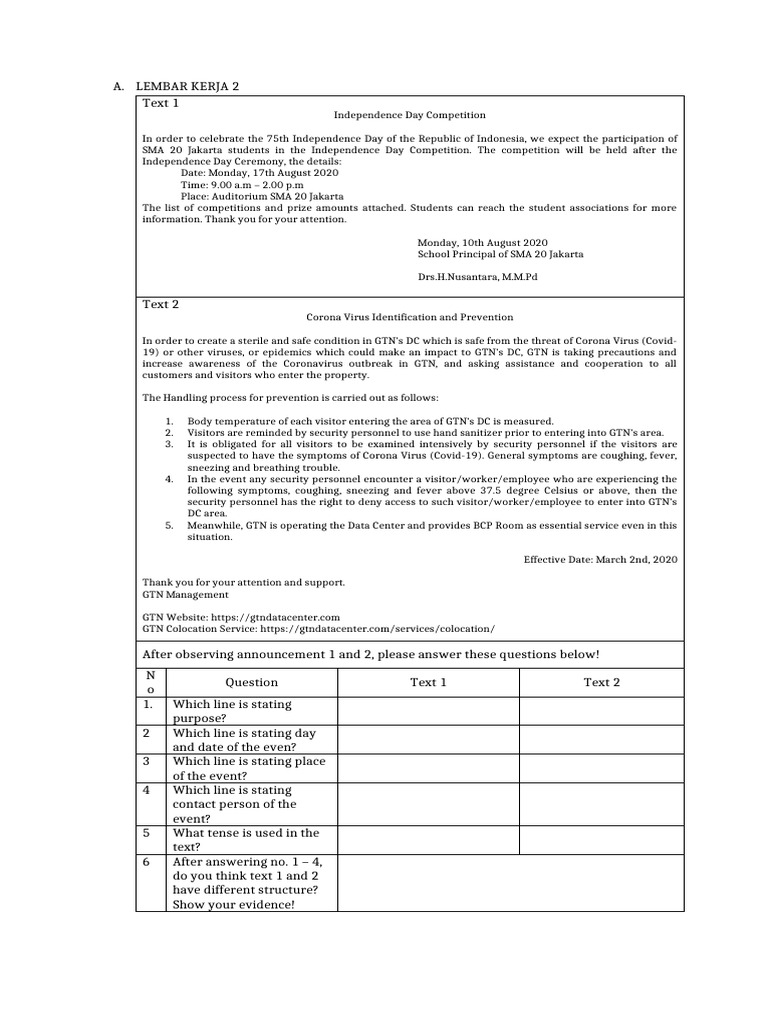 LEMBAR KERJA 2 Announcement | PDF | Diseases And Disorders | Epidemiology