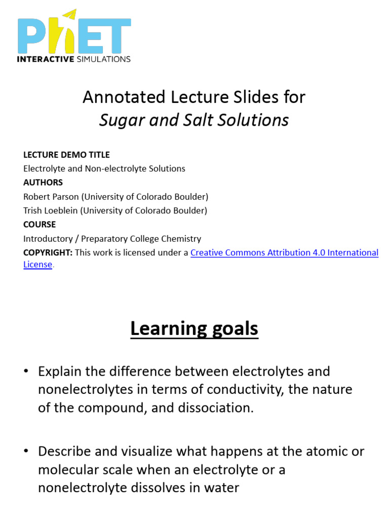 Electrolyte and Non-Electrolyte Solutions-Lecture Slides | PDF