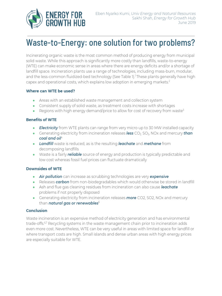 Waste To Energy - One Solution For Two Problems - 2 | PDF