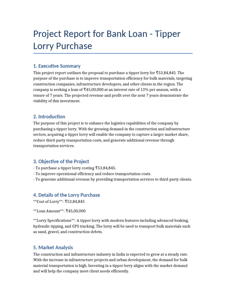 CMR Project Report Lorry Purchase | PDF