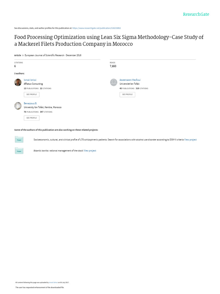 Food Processing Optimization Using Lean Six Sigma Methodology-Case ...