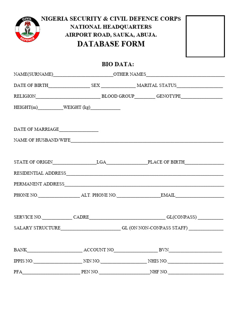 Database Form | PDF