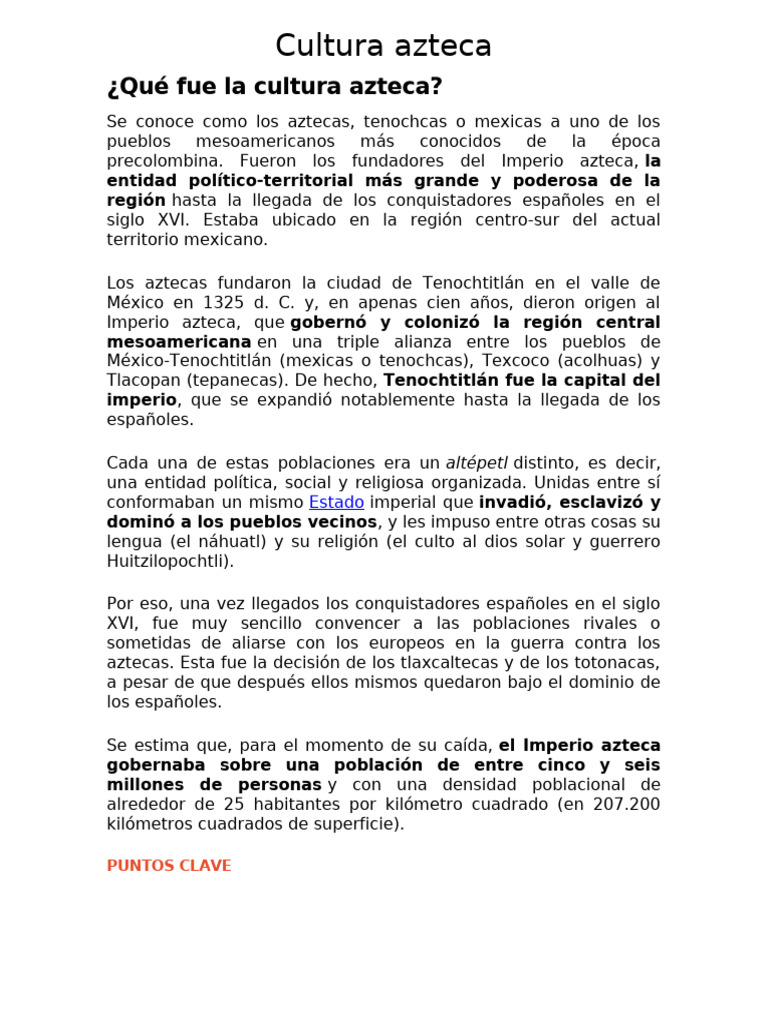 Cultura Azteca | PDF