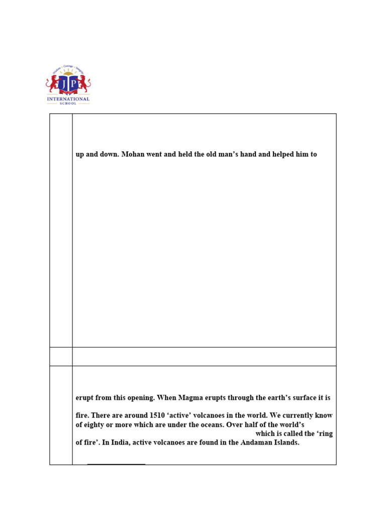 Grade 4 Eng Term - 1 Worksheet 1 | PDF | Volcano | Bears