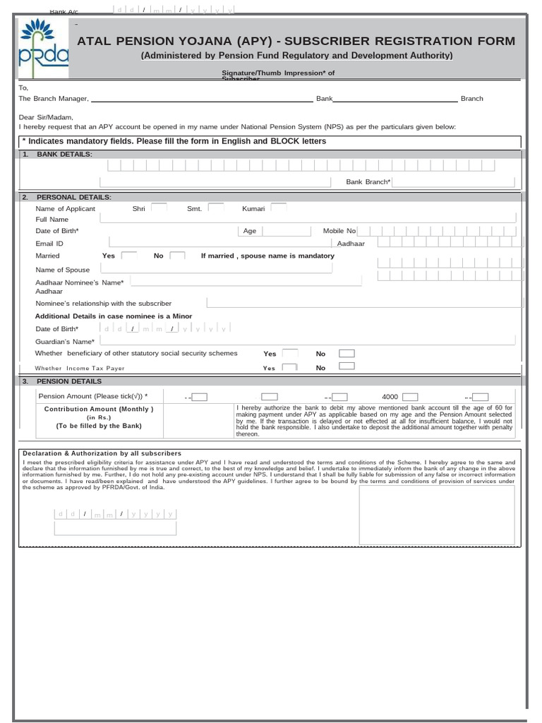 APY Subscriber Registration Form | PDF