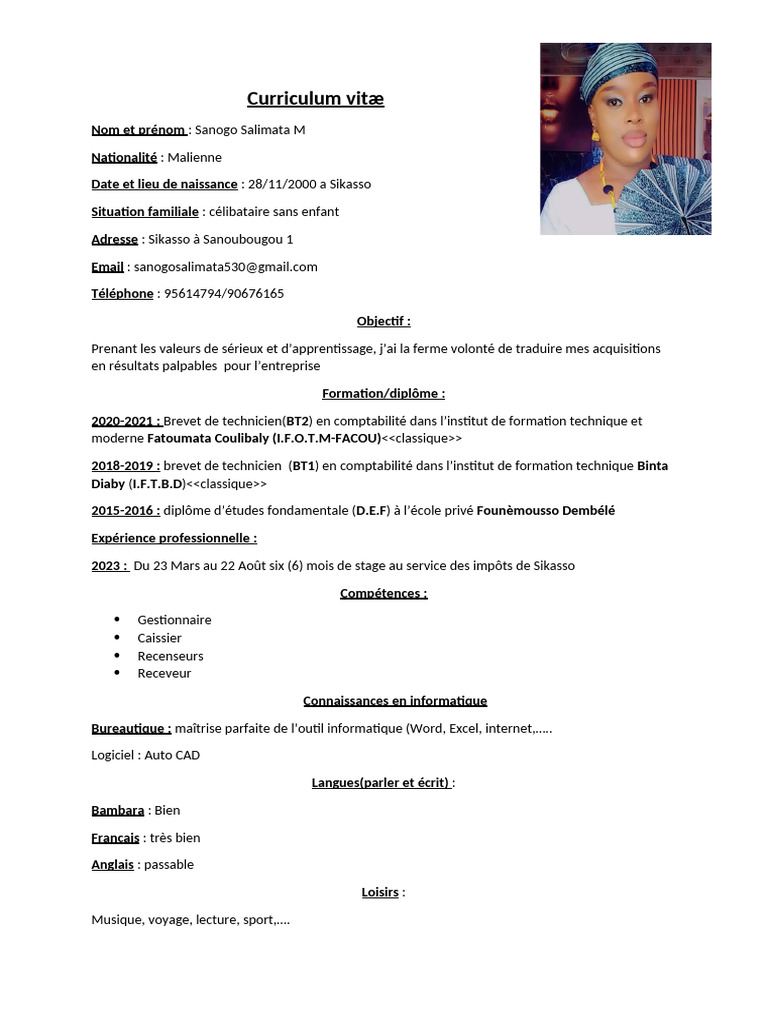 Cv de Salimata M | PDF