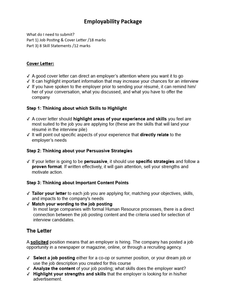 Employment Package (Cover Letter and Resume) Assignment - 10 | PDF